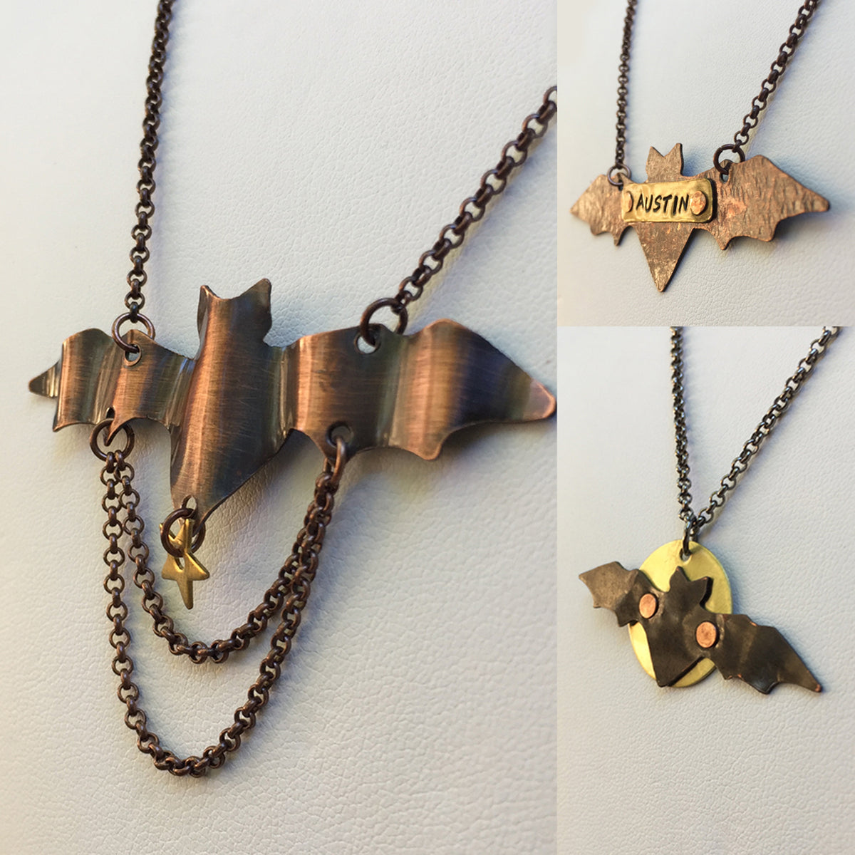 Bat Flying over Full Moon Necklace – Austin Batworks